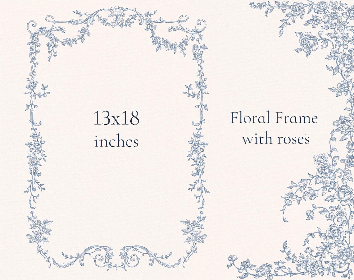 Rose Reverie Png Eps Svg Pdf Floral Borders, Wedding Frame, Roses ...