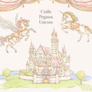 Lovely Dreamland Watercolor Castle Clipart for Little Princess ...