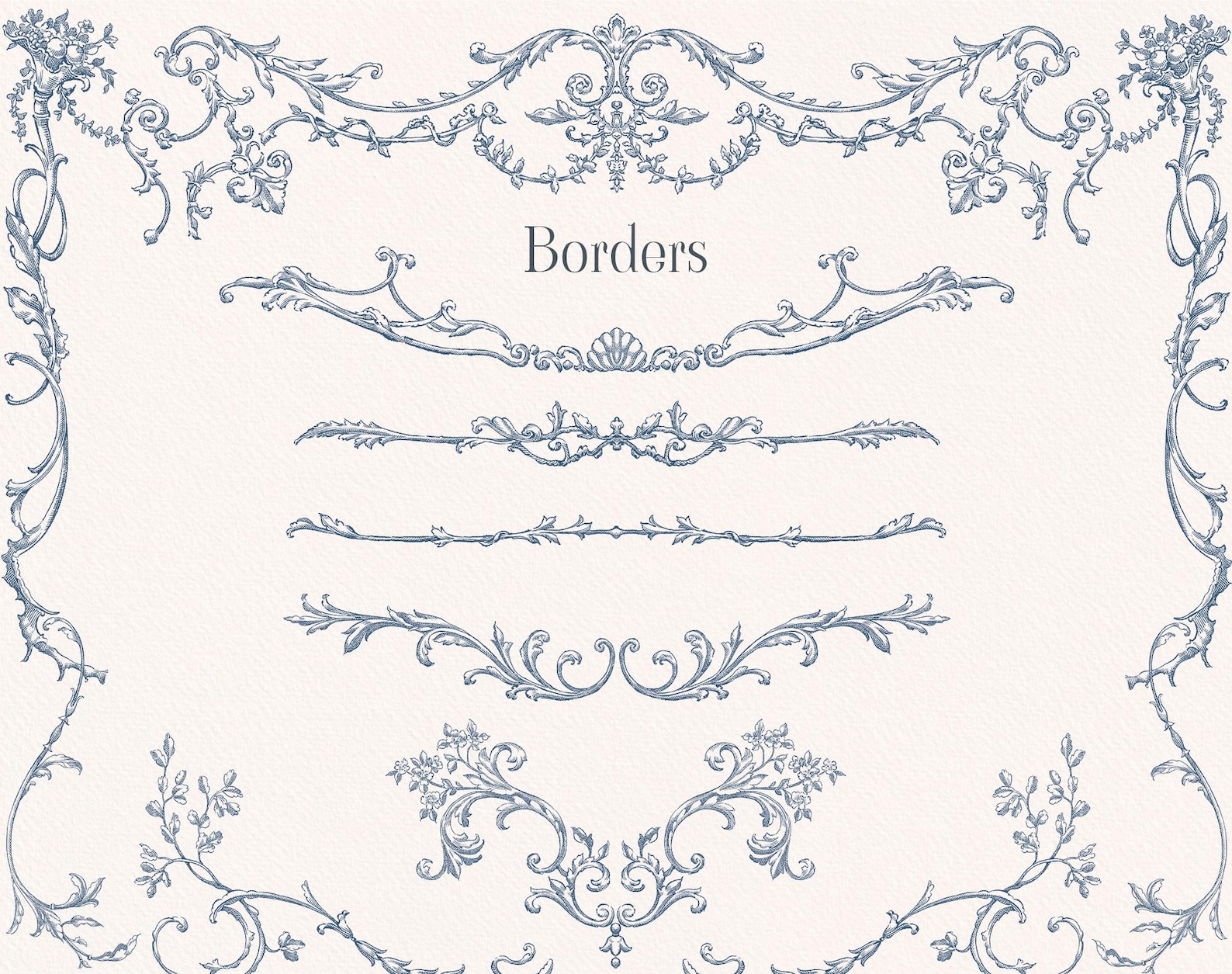 Rococo Affair PNG Vintage Clipart, Floral Borders, Victorian Frame ...