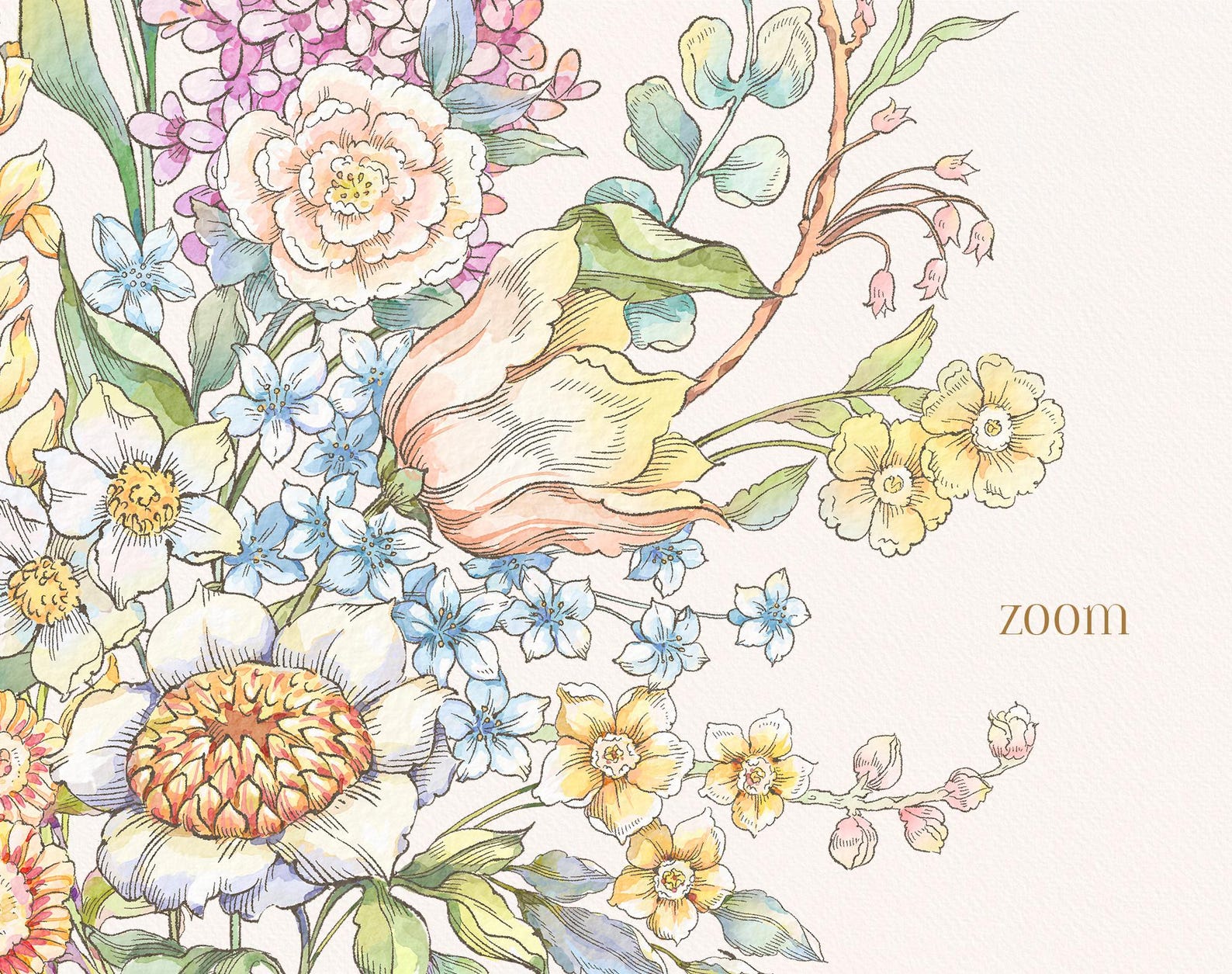 Belle Wood Watercolor Vintage PNG Clipart, Vintage Flowers, Bouquet ...