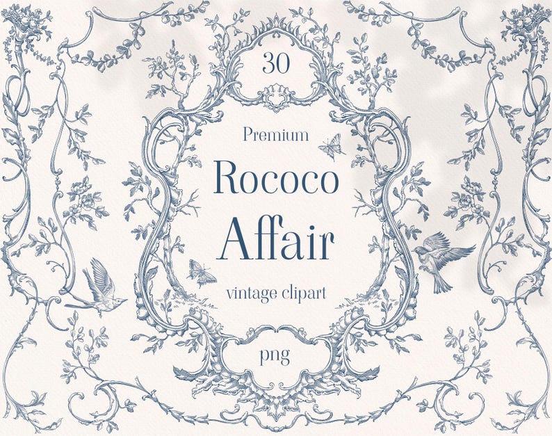 Rococo Affair PNG Vintage Clipart, Floral Borders, Victorian Frame ...