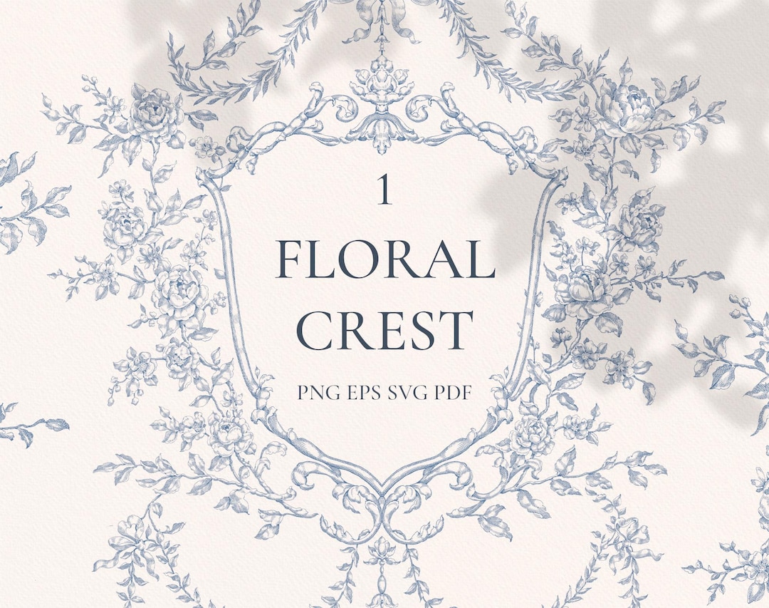 Floral Crest PNG, Vector Wedding Clipart, Roses Frame Line Art, Rococo ...