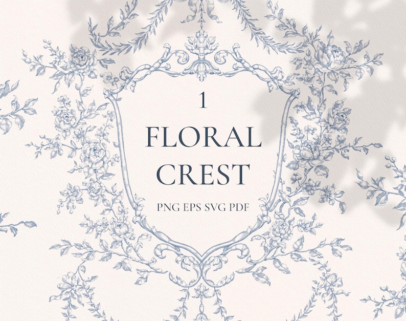 Floral Crest PNG, Vector Wedding Clipart, Roses Frame Line Art, Rococo ...
