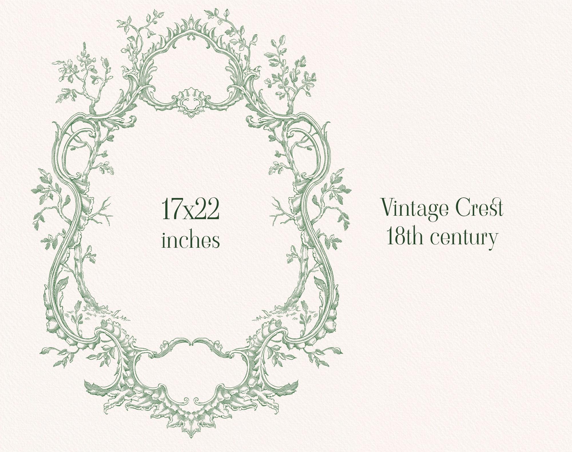 Rococo Vintage Border Clipart: Green Line Frames (PNG) Floral Borders ...