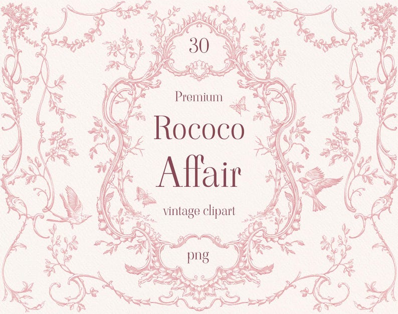 Rococo Affair PNG Pink Vintage Clipart, Floral Borders, Victorian Frame ...