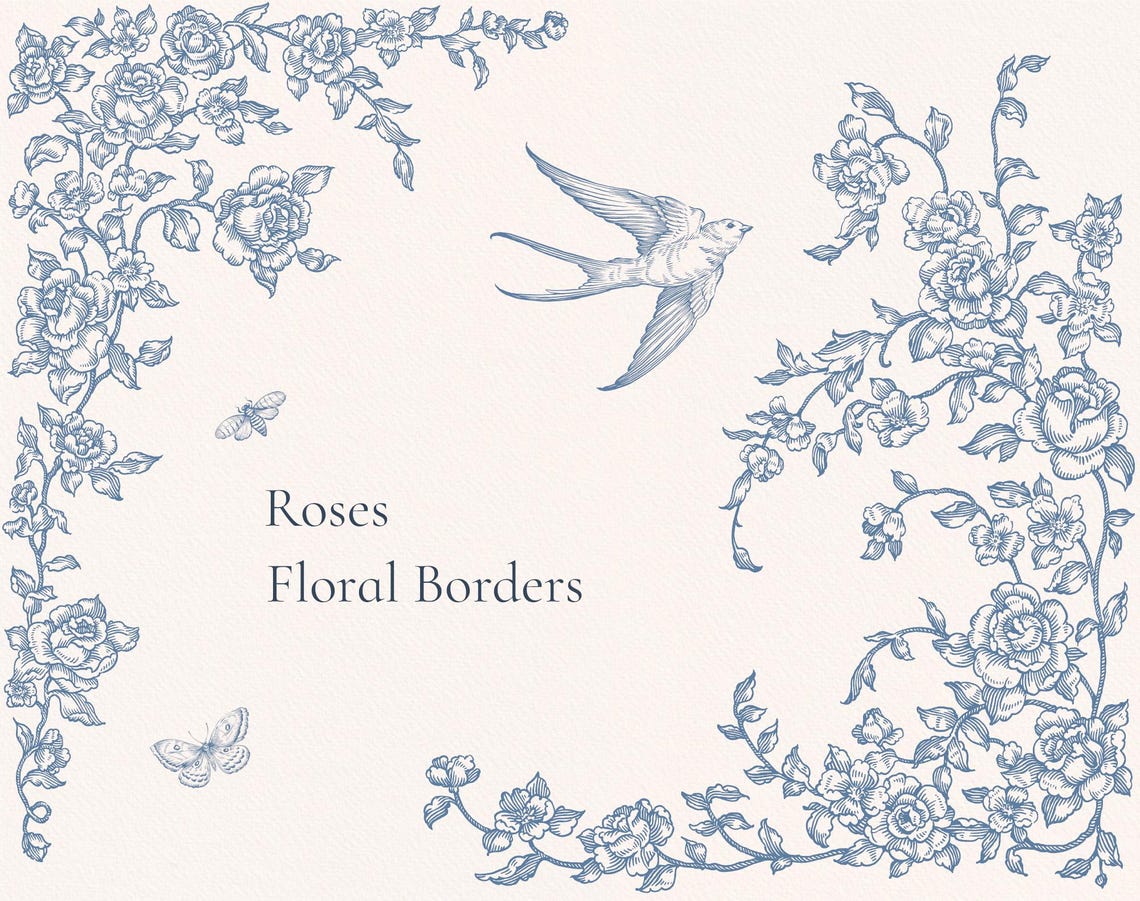 Rose Reverie Png Eps Svg Pdf Floral Borders, Wedding Frame, Roses ...