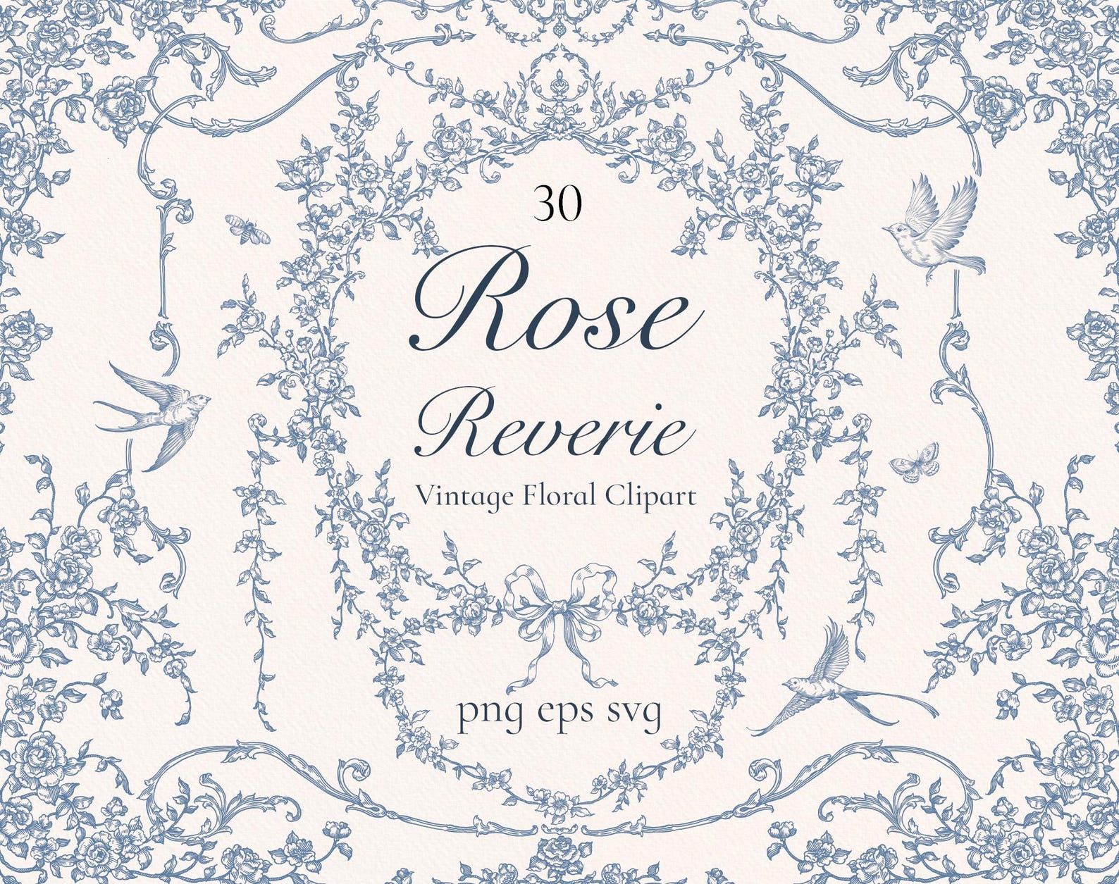 Rose Reverie Png Eps Svg Pdf Floral Borders, Wedding Frame, Roses ...