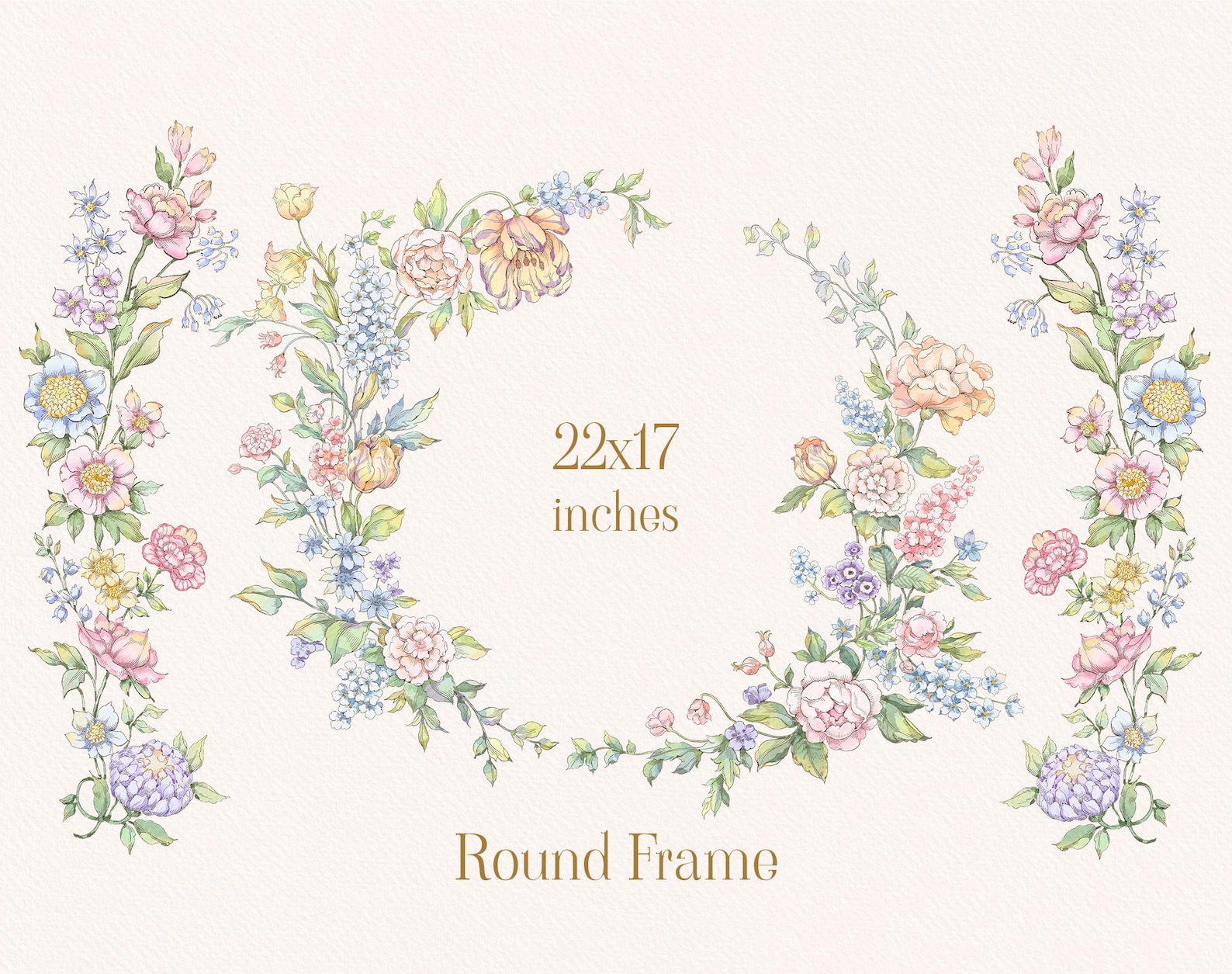 Belle Wood Watercolor Vintage PNG Clipart, Vintage Flowers, Bouquet ...