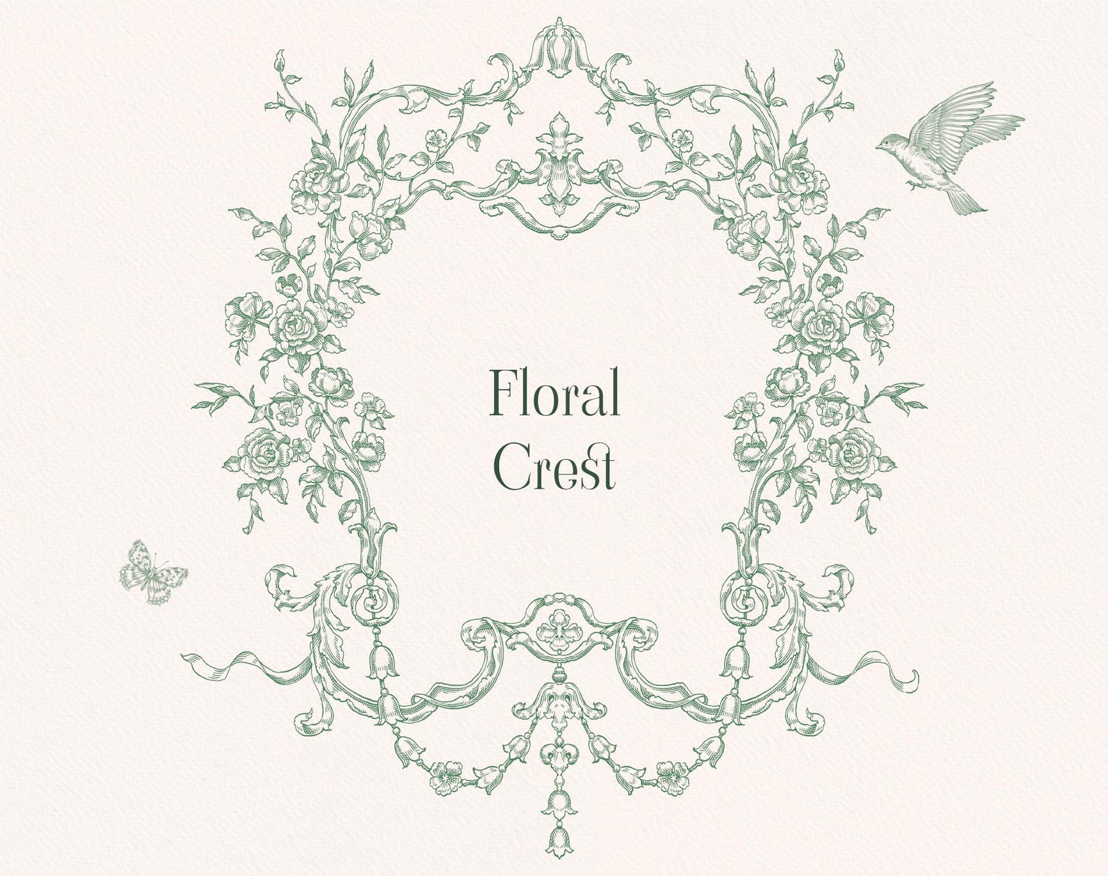 Elegant Crest Png Eps Svg Pdf, Vintage Floral Clipart Frame, Ornamental ...