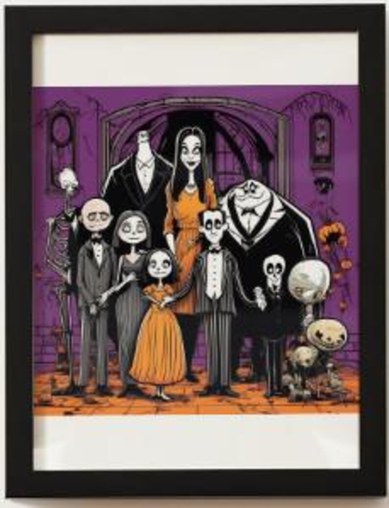 Addams Family Digital Fabric Pattern Whimsical Family Portrait Design ...