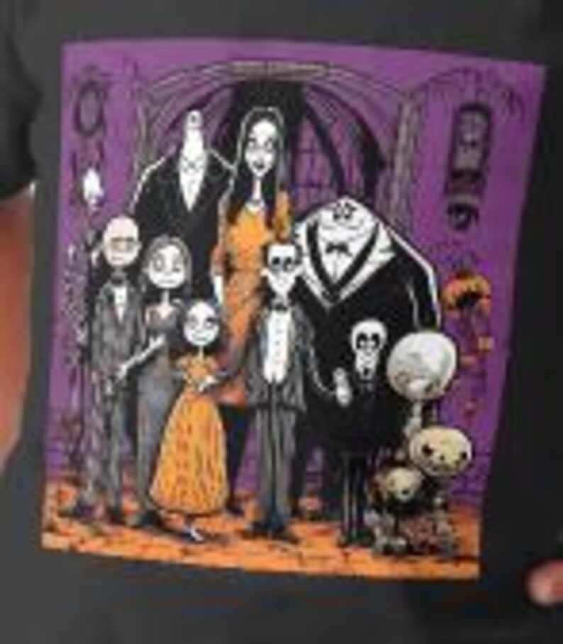 Addams Family Digital Fabric Pattern Whimsical Family Portrait Design ...