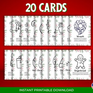 20 Printable Christmas Activities, Christmas Flash Card Bundle, Kid's ...