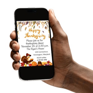 Thanksgiving Digital Invitation, Editable Thanksgiving Card, Fall ...