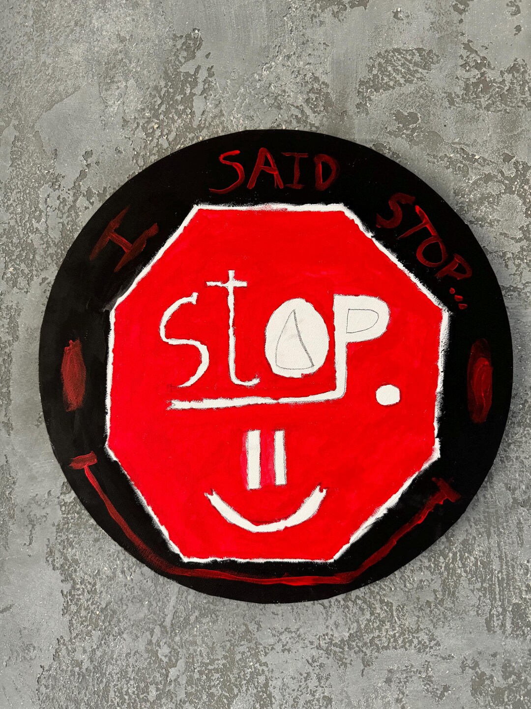 Original Acrylic Painting, Stop Sign, Creative Funny Art, Wall ...