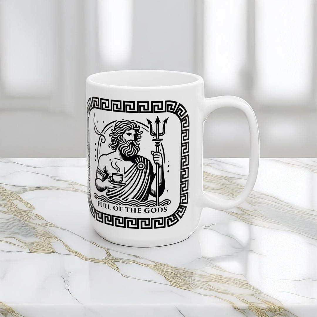 Poseidon Mug, Greek Mythology God Mug, God of the Sea Coffee Cup ...