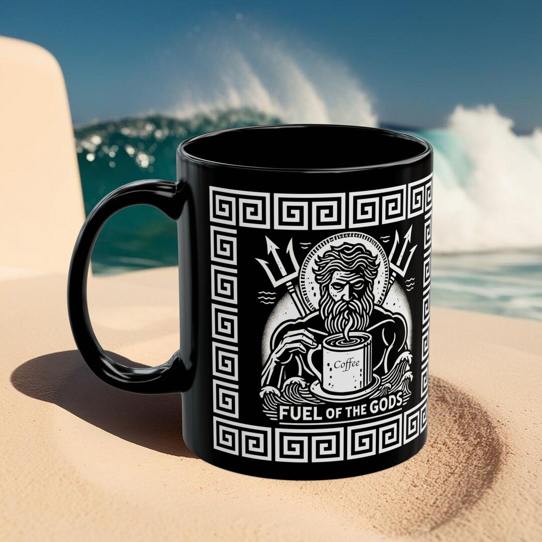 Poseidon Greek Mythology Ceramic Coffee Mug, Poseidon's Trident ...