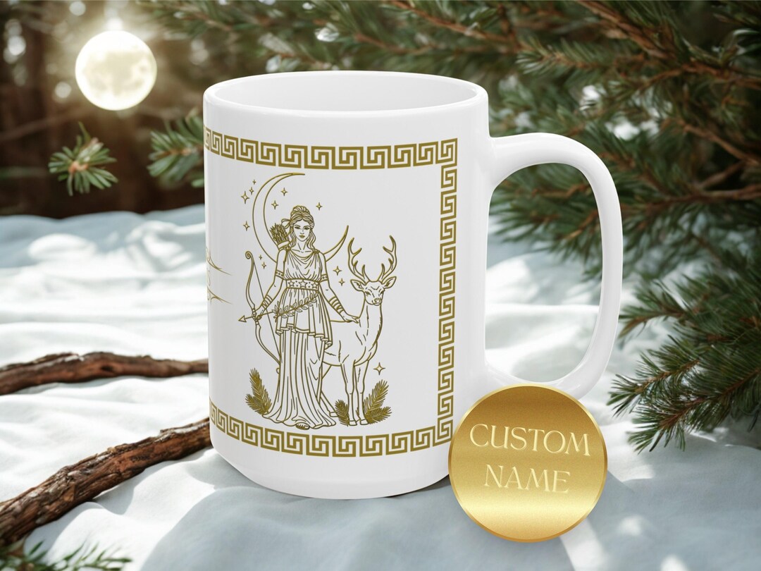Artemis Mug, Greek Mythology Goddess Mug, Moon Goddess Coffee Cup ...
