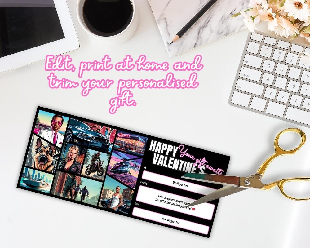 Editable Gamer Gift Card Voucher Template, Open World Adventure Theme ...