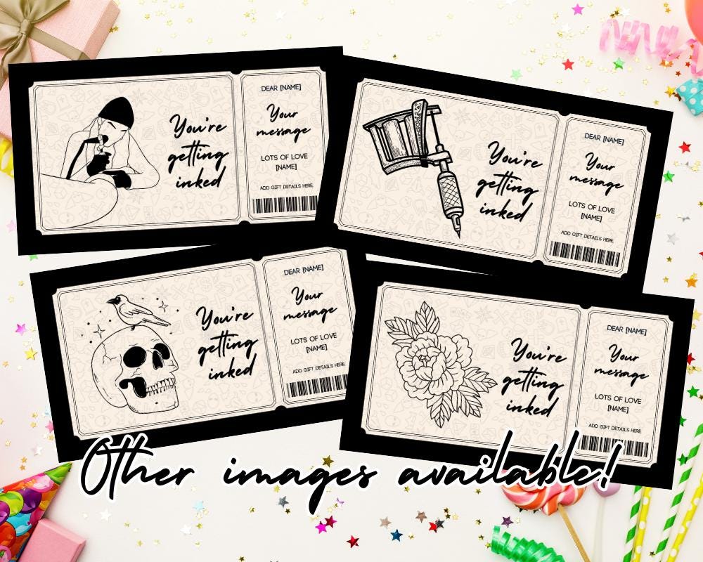 Editable Skull Tattoo Gift Voucher | Tattoo Gift Certificate | Inked ...
