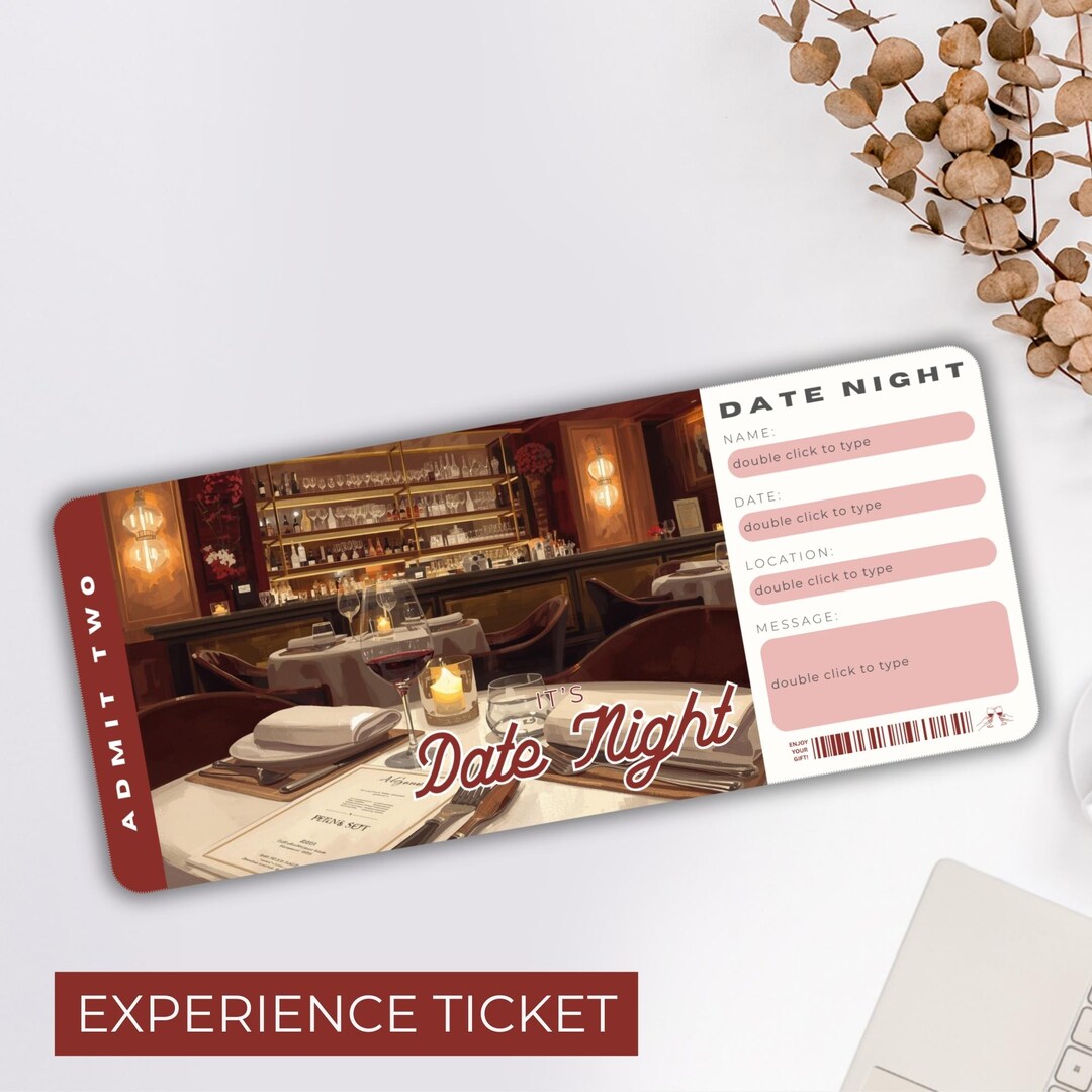 Printable Date Night Surprise Voucher Template. Digital Anniversary ...