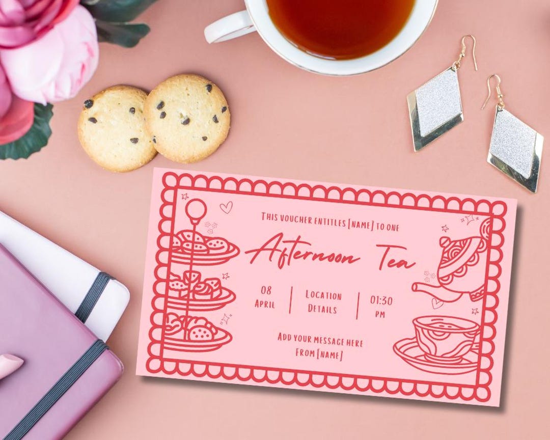 Editable Afternoon Tea Gift Voucher: Last Minute Present (digital) - Etsy