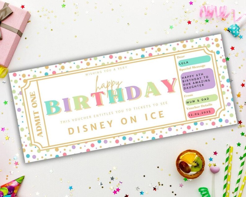 Rainbow Birthday Gift Card Voucher Template, Editable Coupon Template ...