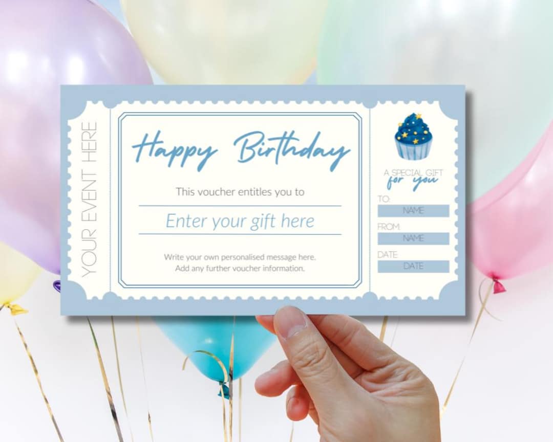 Personalised Birthday Gift Voucher | Birthday Custom Voucher Template ...