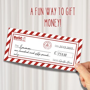 Printable Cheque From Santa Template, Digital Christmas Money Gift ...