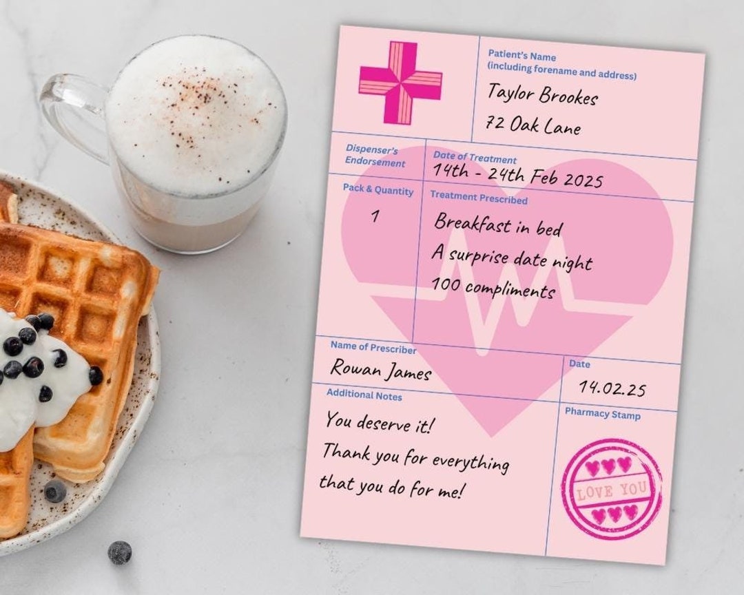 Editable Valentine's Day Prescription Template, Valentine's Day ...