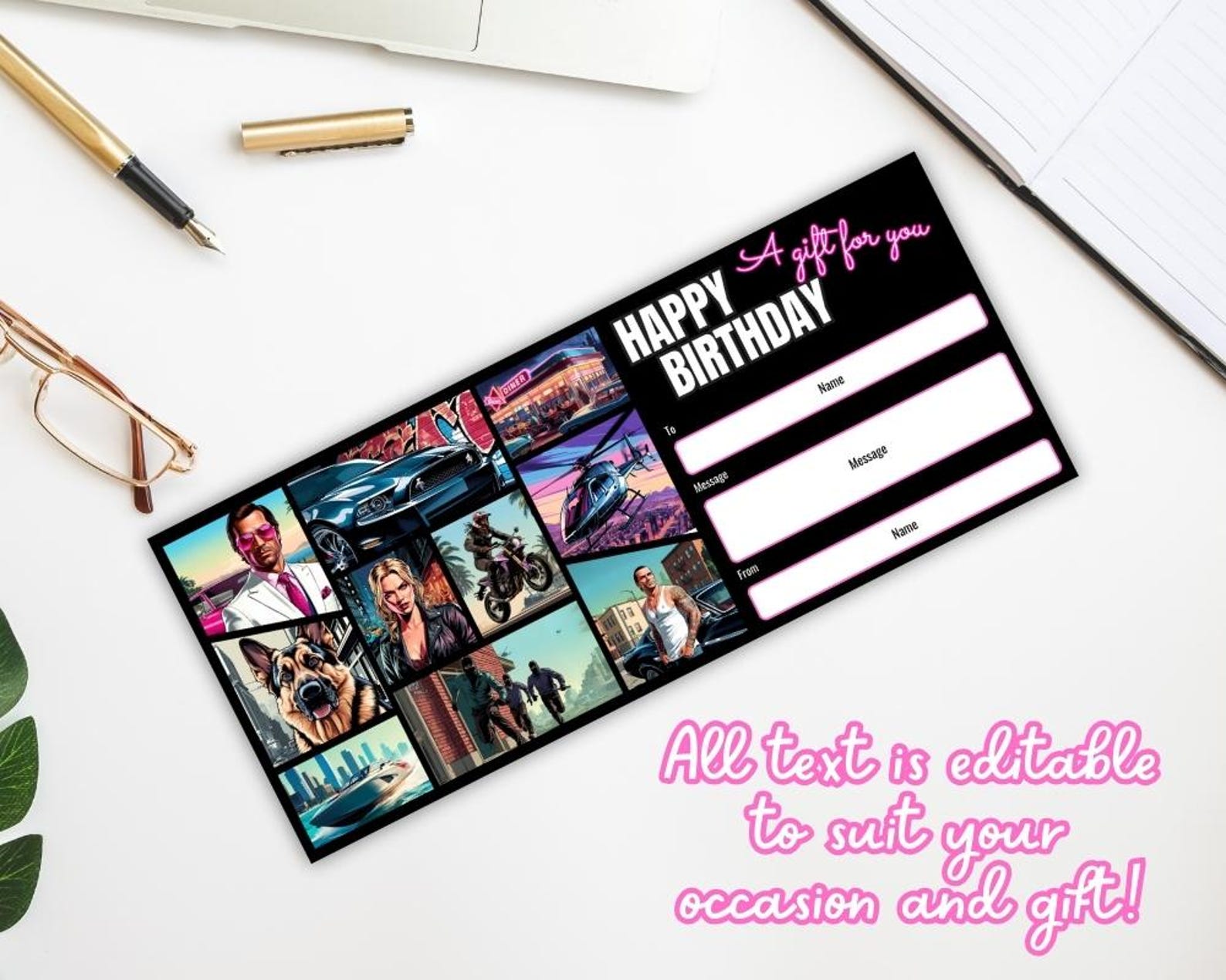 Editable Gamer Gift Card Voucher Template, Open World Adventure Theme ...