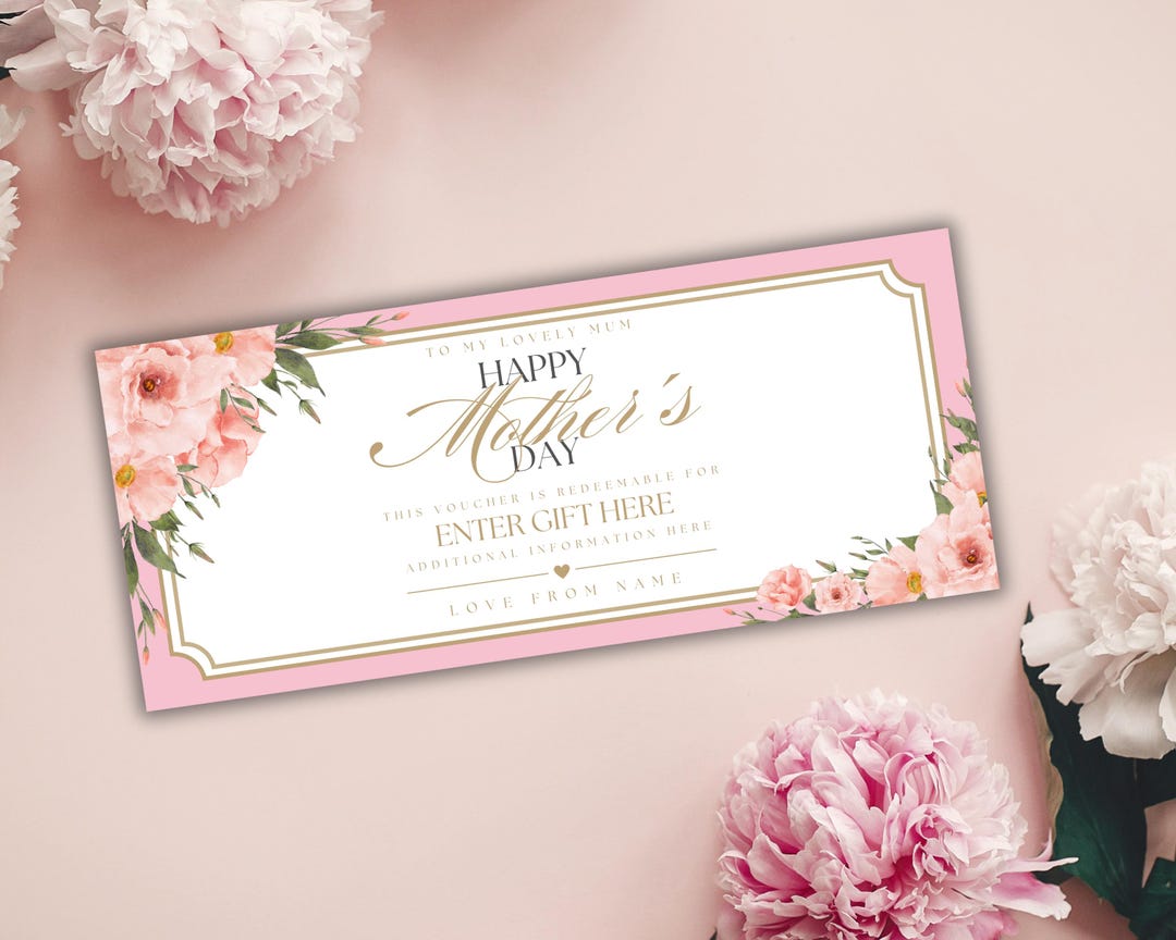 Editable Mother's Day Gift Voucher, Digital Mother's Day Ticket, Last ...