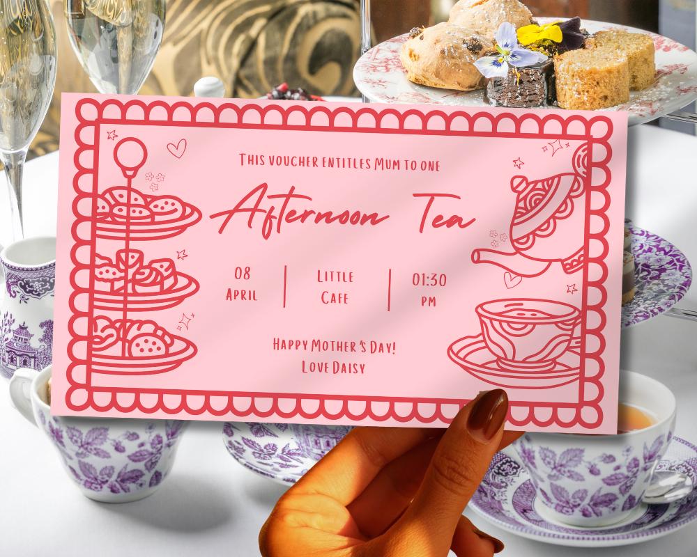 Editable Afternoon Tea Gift Voucher, Digital Coupon, Print at Home ...