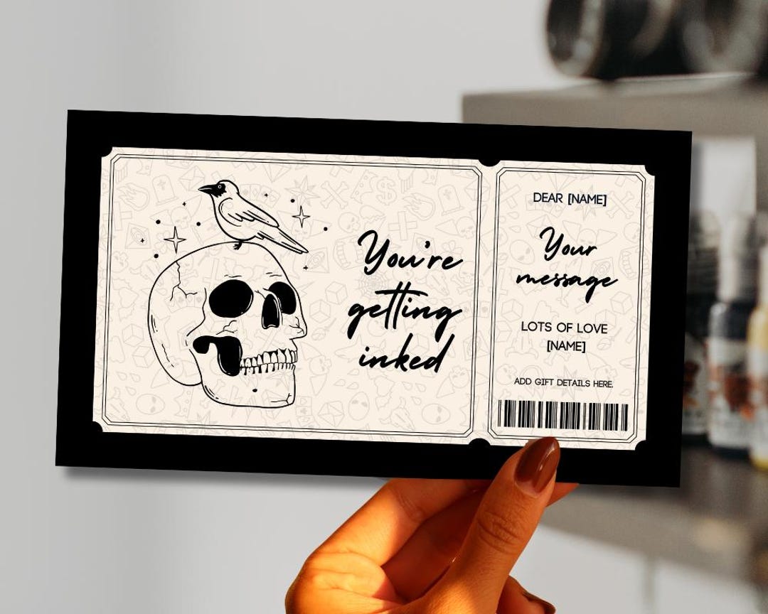 Editable Skull Tattoo Gift Voucher | Tattoo Gift Certificate | Inked ...