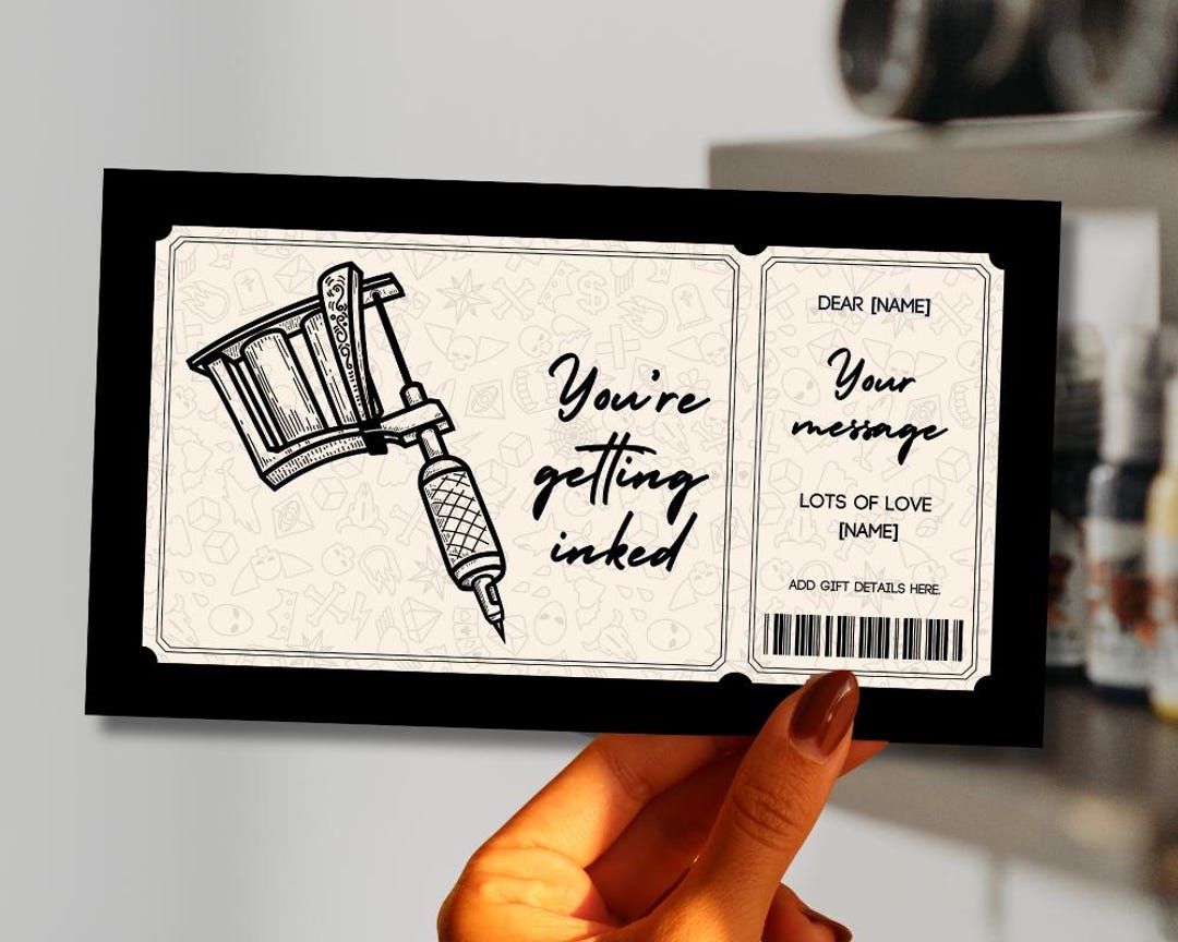 Printable Tattoo Gift Voucher | Tattoo Gift Certificate | You're ...