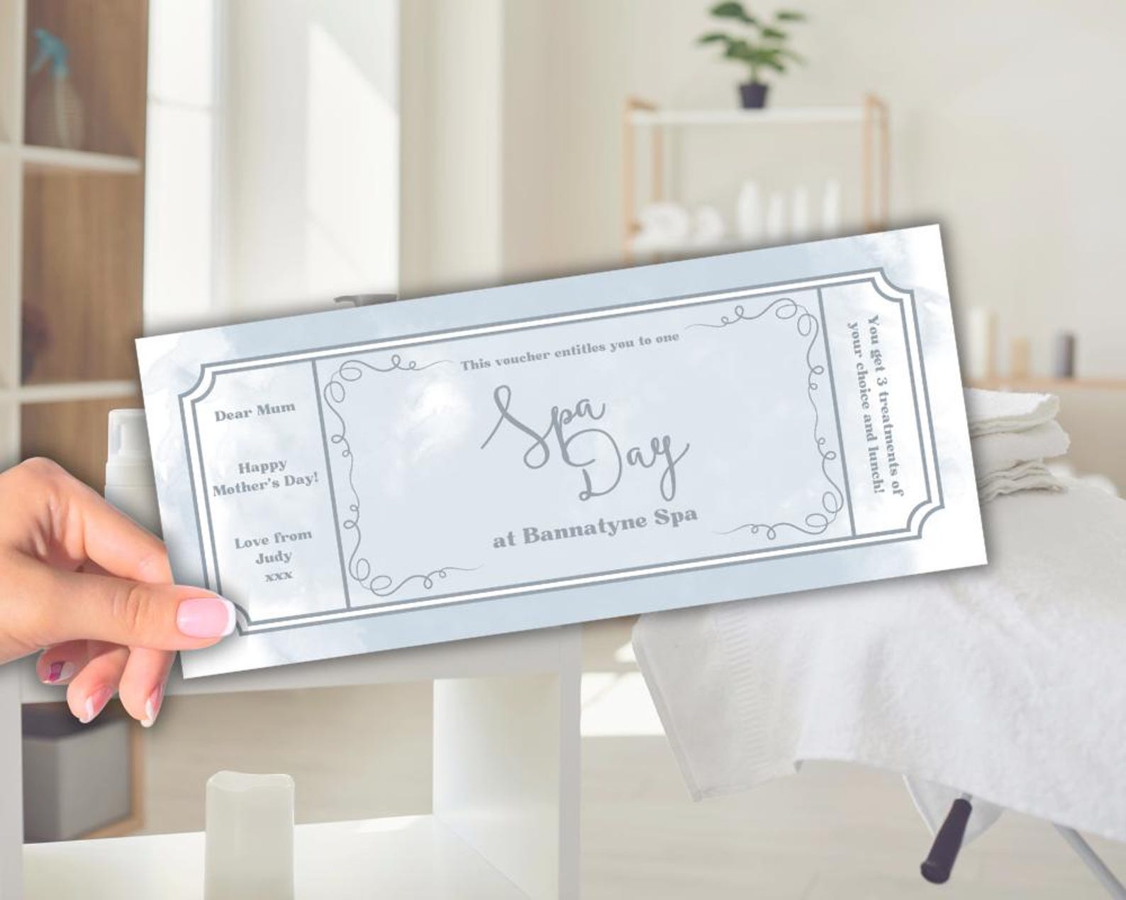 Editable Spa Voucher Template, Printable Gift Certificate for Relaxation, Customisable Gift Card ...