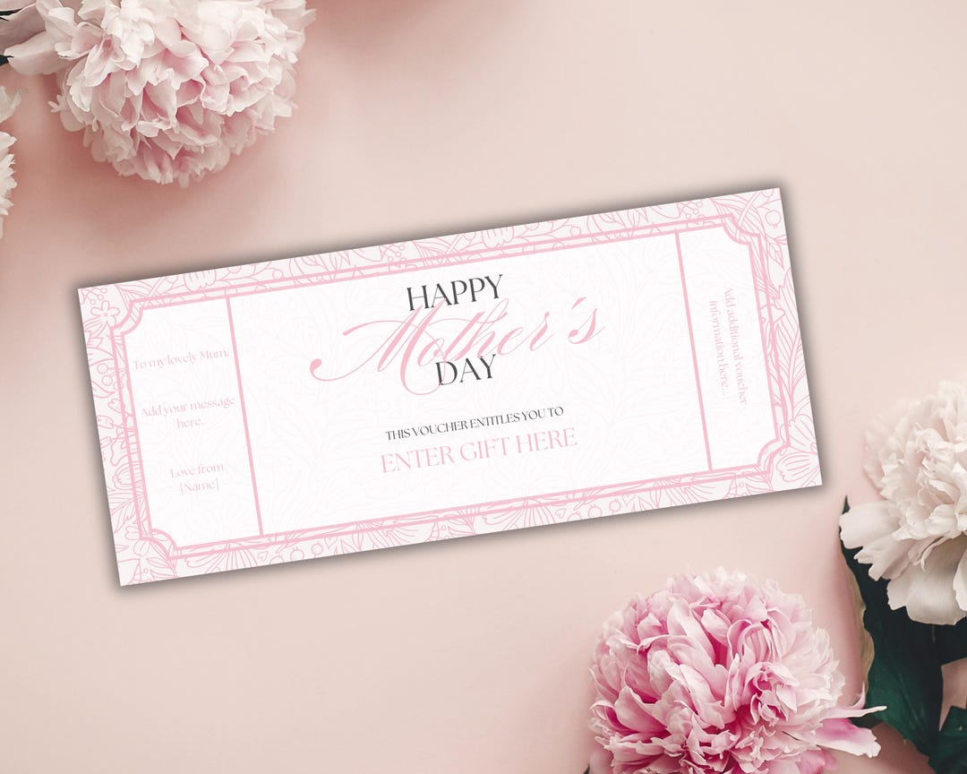 Editable Mother's Day Gift Voucher, Digital Mother's Day Ticket, Print ...