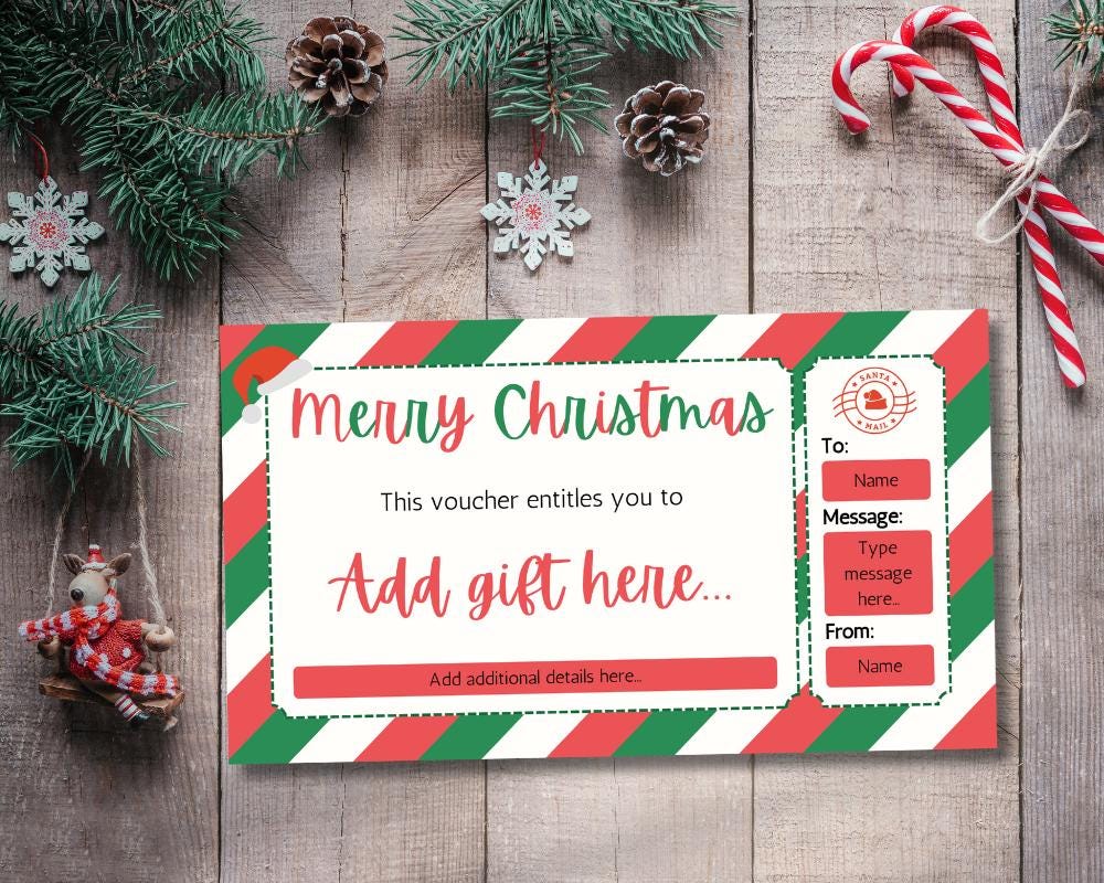 Editable/digital Christmas Gift Voucher | Personalised Experience Ticket | Print at Home ...
