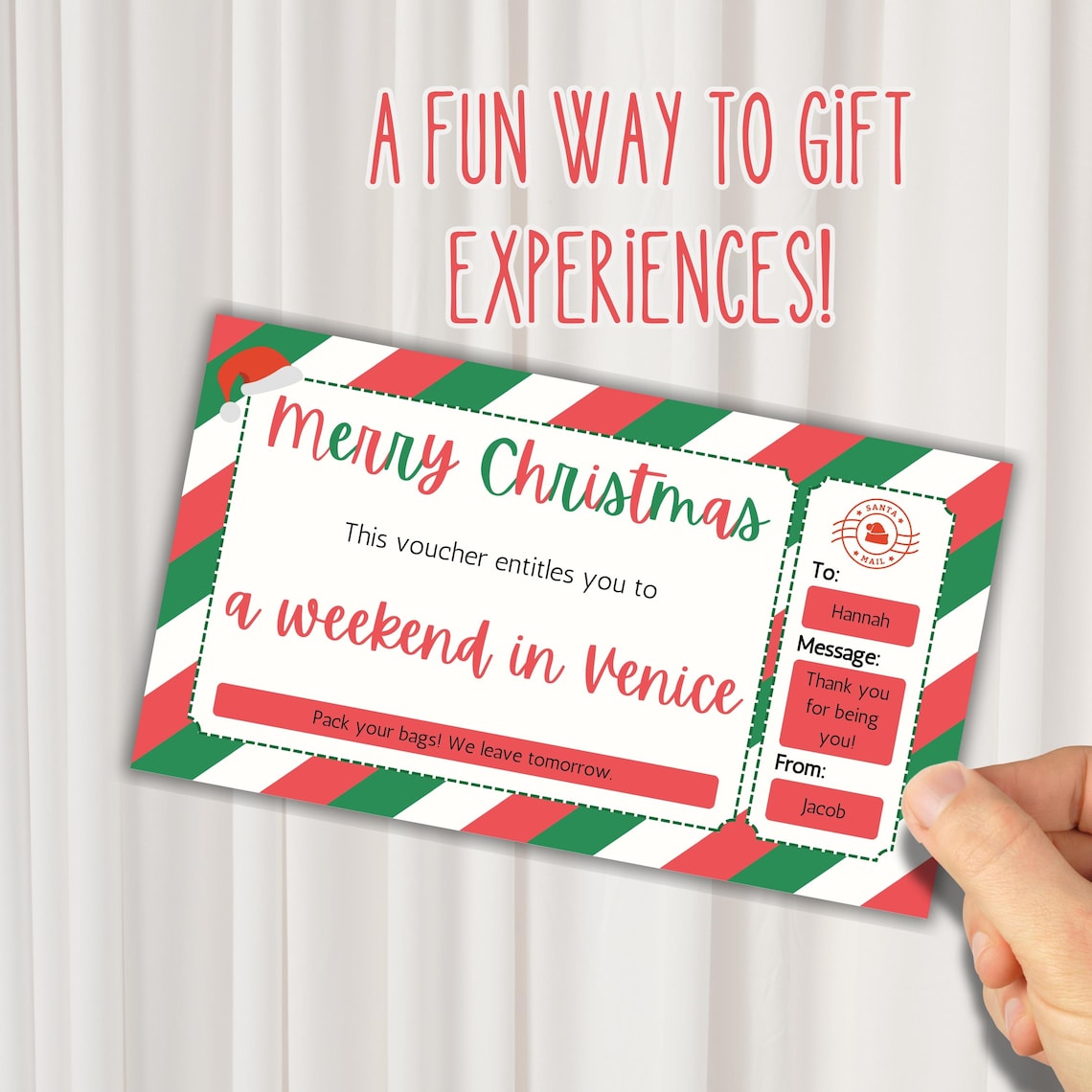 Personalised Christmas Experience Gift Card Voucher Template (digital ...