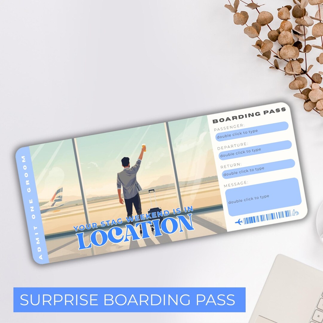 Customisable Stag Party Weekend Boarding Pass Template. Digital ...
