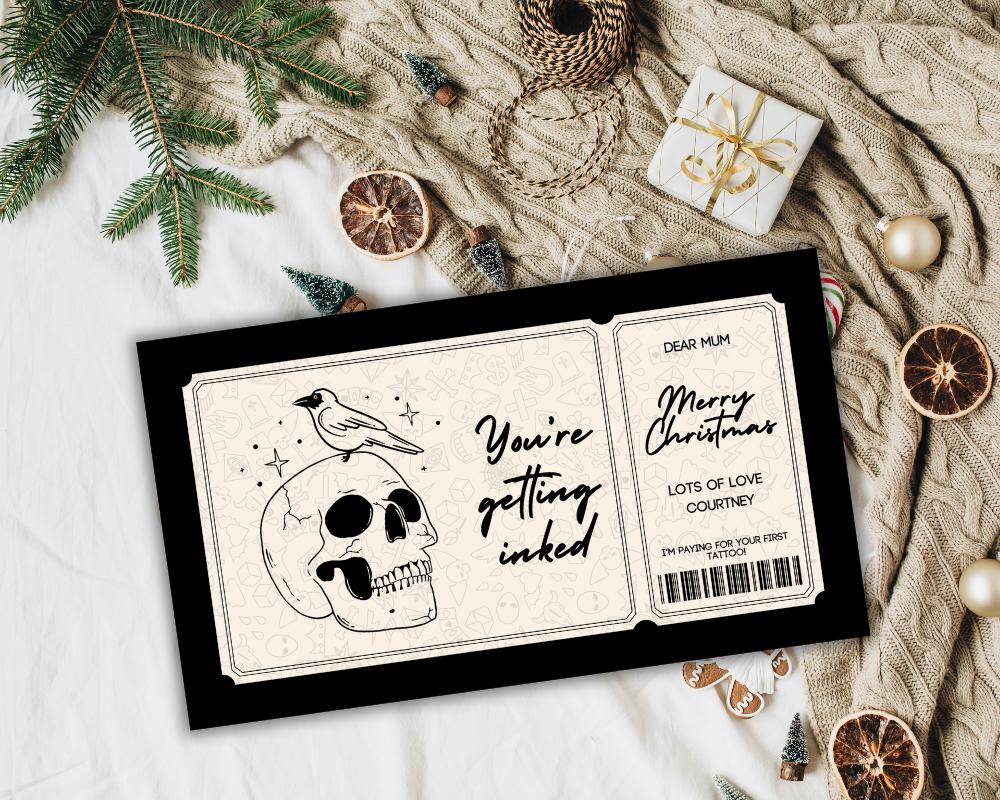 Editable Skull Tattoo Gift Voucher | Tattoo Gift Certificate | Inked ...