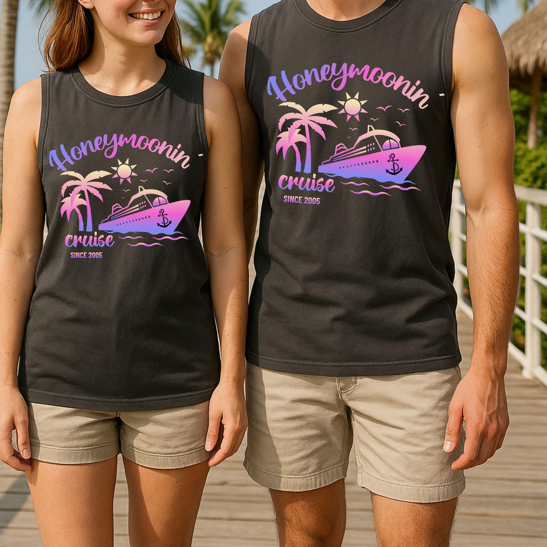 Honeymoon Cruise Matching Shirts Custom Date Tank & Tee for Couples ...