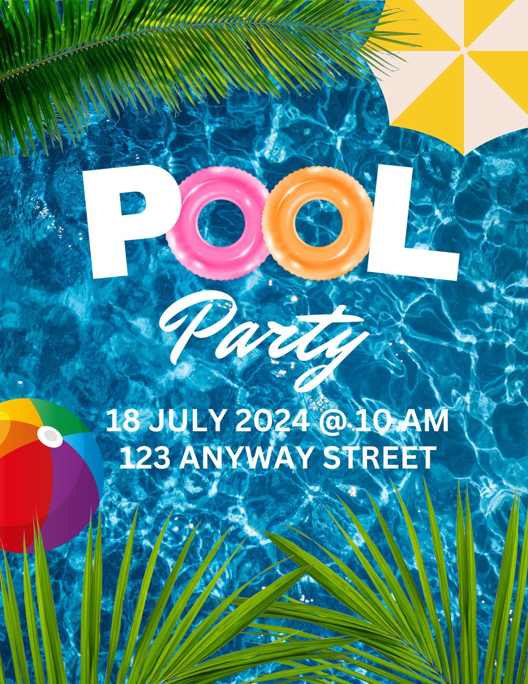 Editable Summer Pool Party Flyer Template - Etsy