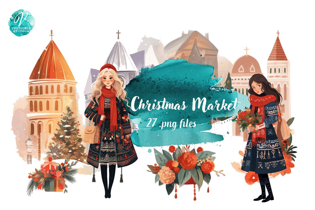 Christmas Market - 27 Boho Clipart Graphic Set - Digital Download for ...