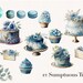 Digital Watercolor Blue Tea Party Clipart Elements, Instant Download ...