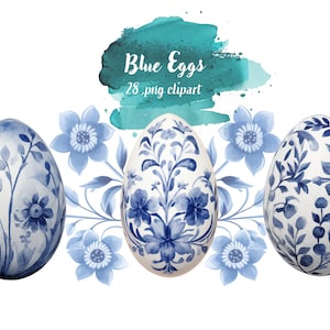Blue Watercolor Eggs - Spring Easter Grand Millennial Digital Download ...