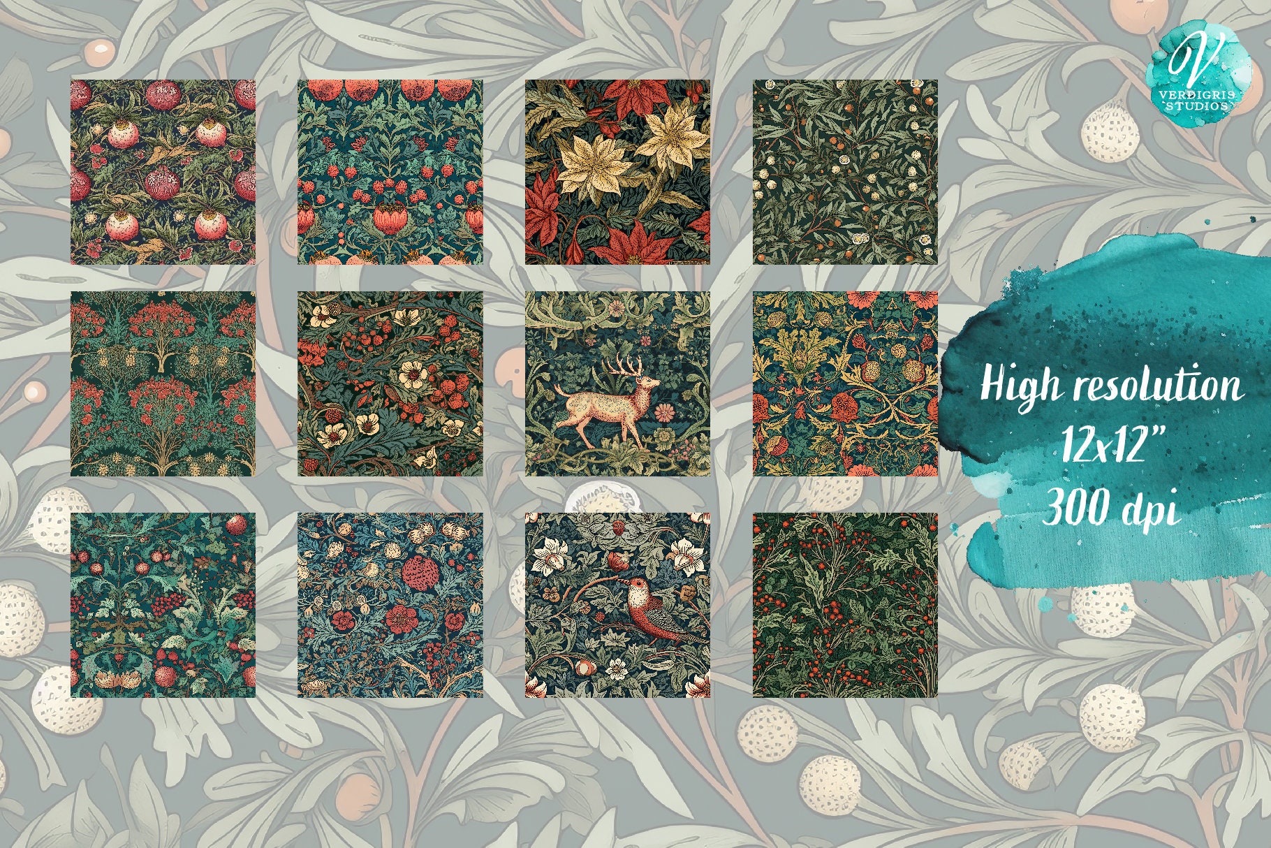 Seamless Patterned Paper Old World Christmas William - Etsy