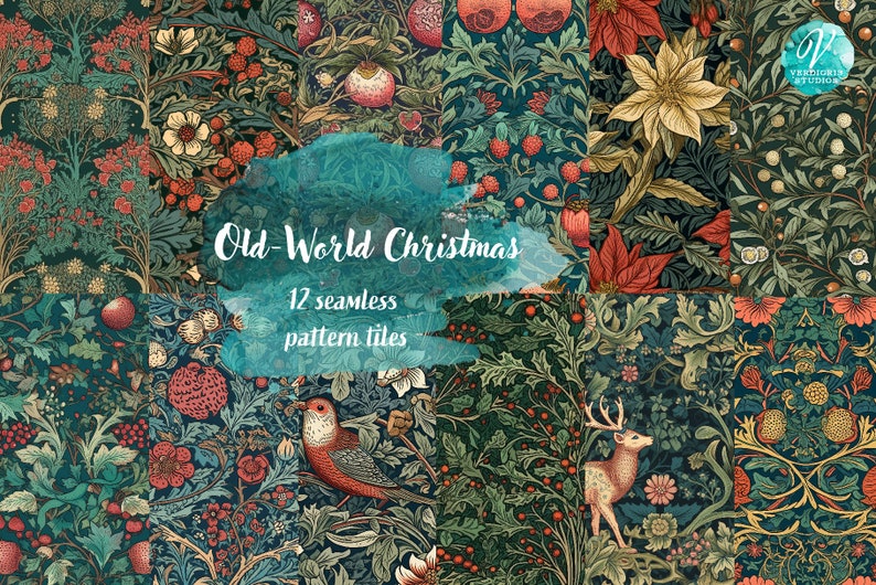 Seamless Patterned Paper - Old World Christmas , William Morris Style ...