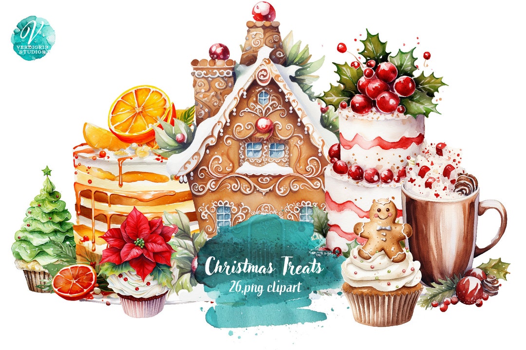 Watercolor Christmas Treats - Digital Clipart Illustrations Instant ...