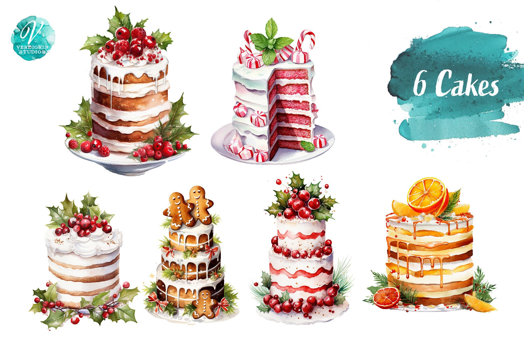 Watercolor Christmas Treats - Digital Clipart Illustrations Instant ...