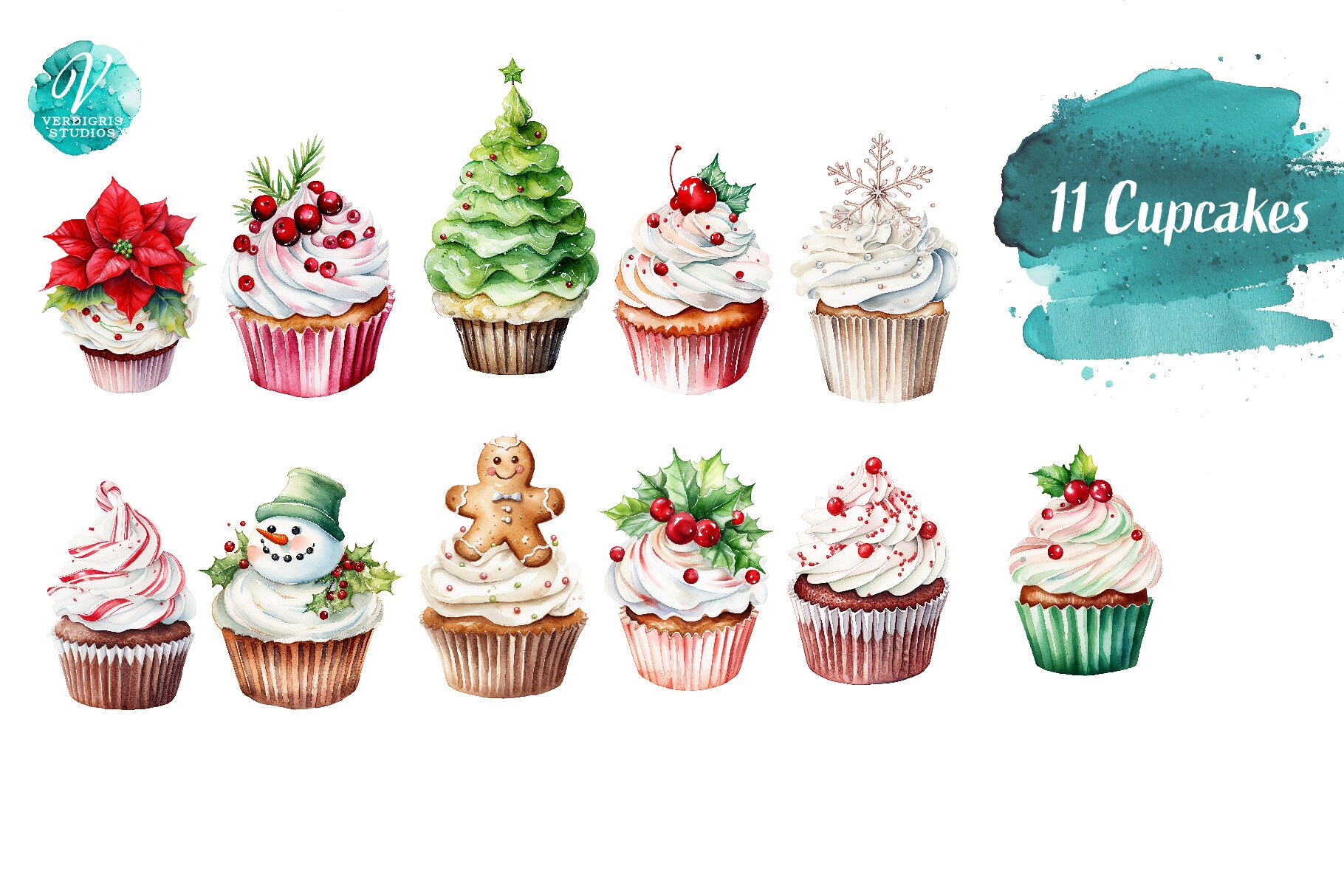 Watercolor Christmas Treats - Digital Clipart Illustrations Instant ...